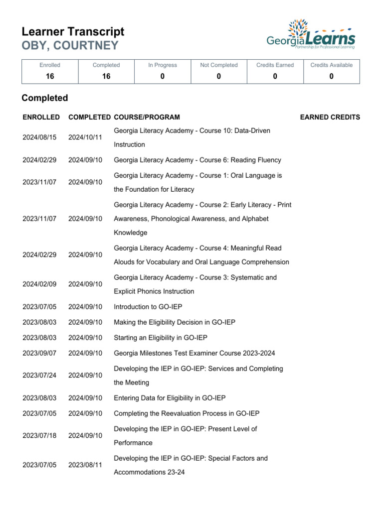 Georgia Learns Transcript | PDF | Literacy | Psycholinguistics