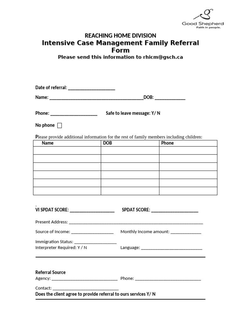 Reaching Home Family Referral Form | PDF