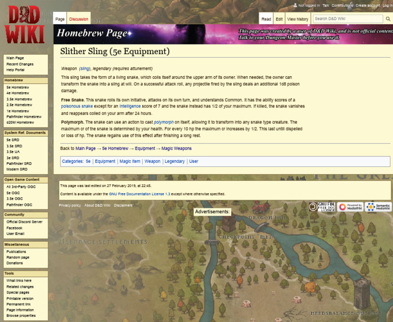 Slither Sling (5e Equipment) - D&D Wiki | PDF | Wiki | Computing