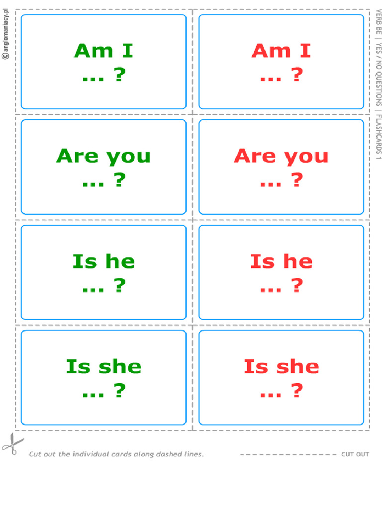Verb To Be Interrogative Flashcards | PDF