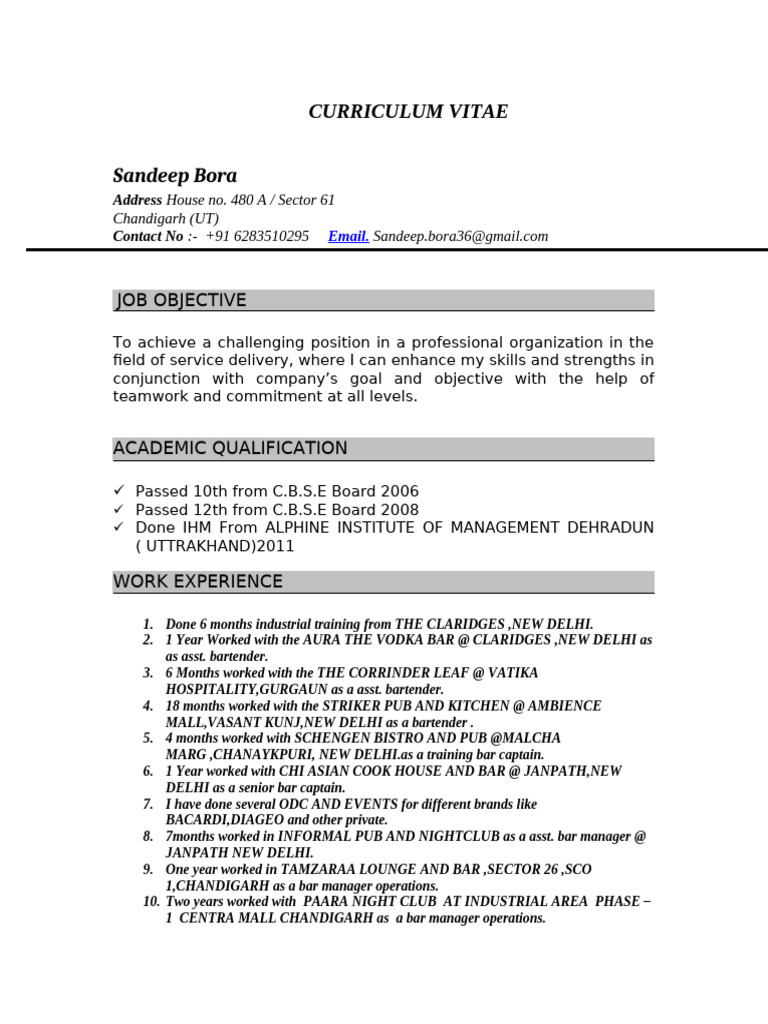 SANDEEP BORA CV 3 | PDF | Alcohol