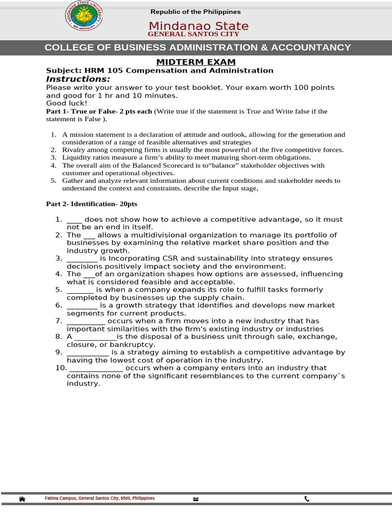STRAT MGT MIDTERM EXAM FINAL | PDF | Mc Donald's | Corporate Social ...