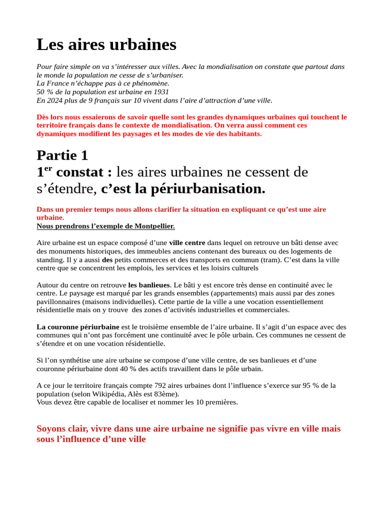 Dynamiques des aires urbaines en France | PDF | Paris | Étalement urbain