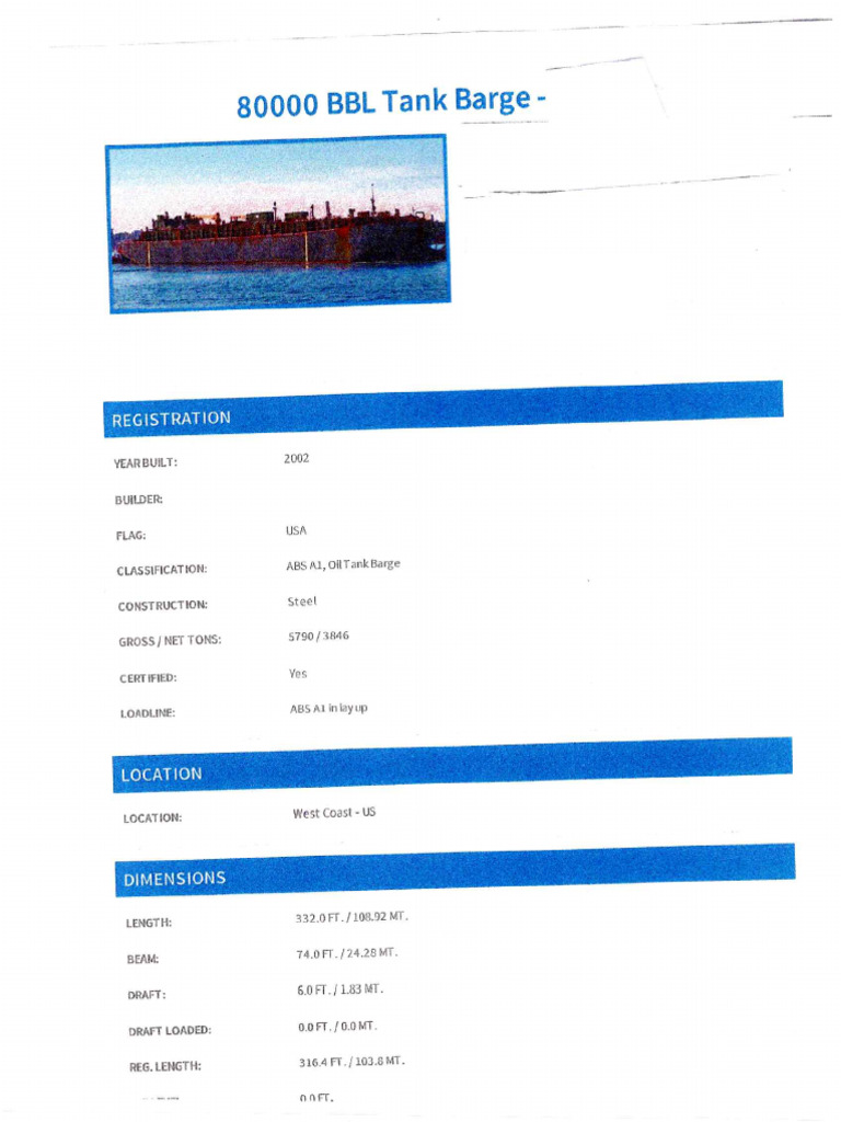Barge 80BBL | PDF