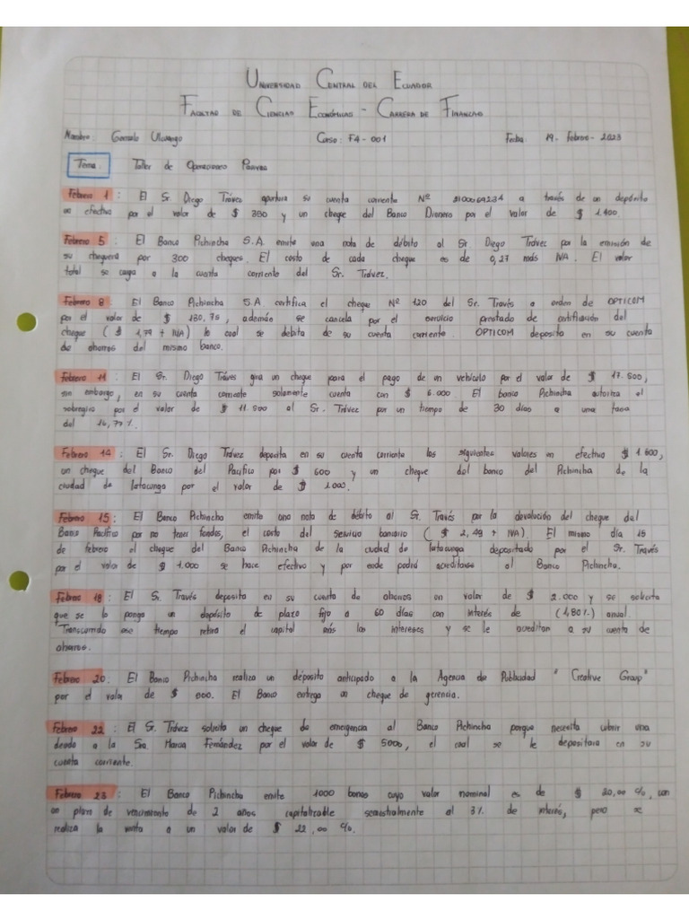 U4 - Tarea 21 Taller Operaciones Pasivas - ULCUANGO GONZALO | PDF