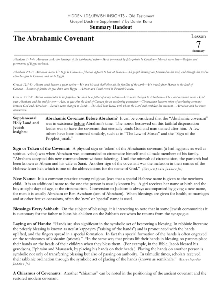 Summary Lesson 7 the Abrahamic Covenant | PDF | Abraham | Covenant ...
