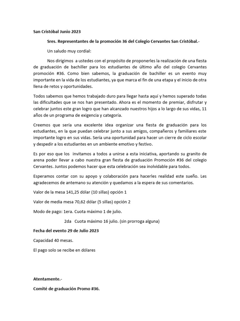 Carta Promocion | PDF