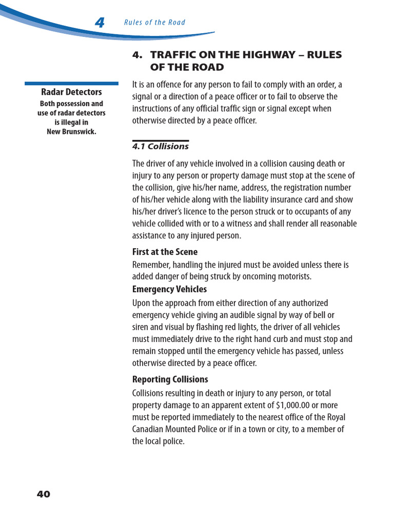 New Brunswick Traffic Rules Overview | PDF | Traffic | Pedestrian Crossing
