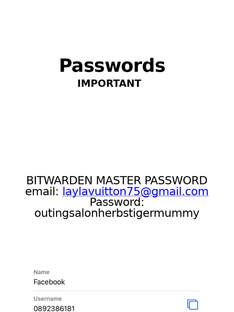 Passwords: Important | PDF
