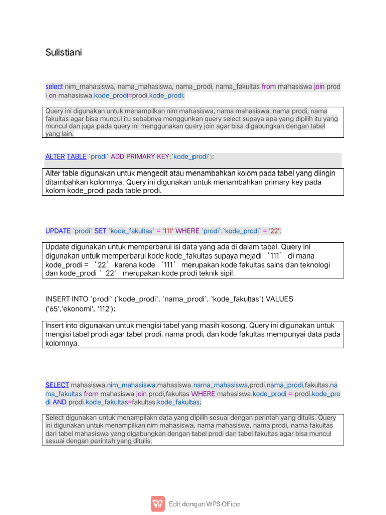 laporan praktikum sistem basisdata | PDF
