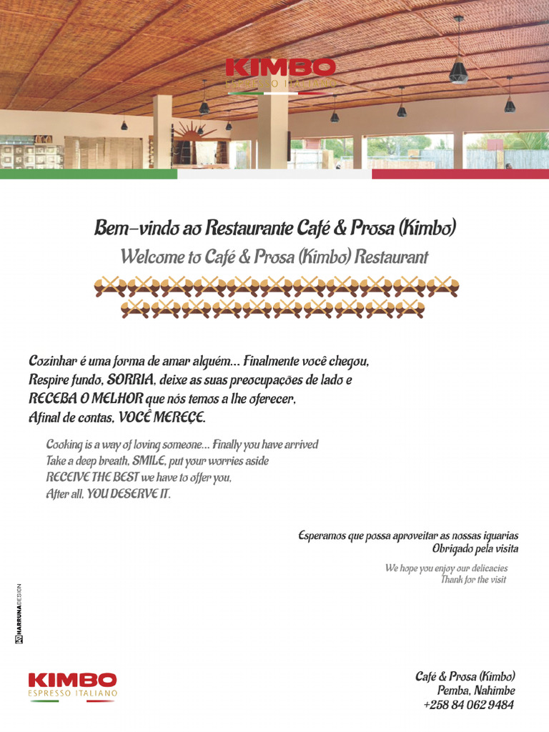 Menu Cafe&Prosa (KIMBO) - Novo | PDF