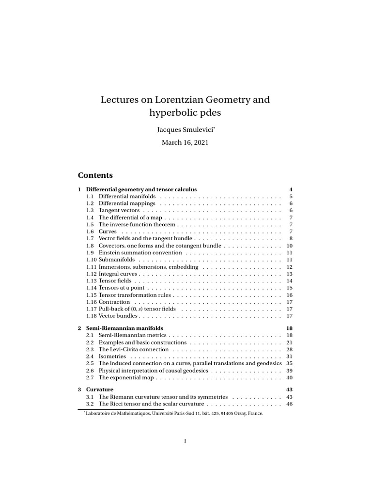 Lorentzian Geo Hyperbolic PDE | PDF | Differentiable Manifold | Topology