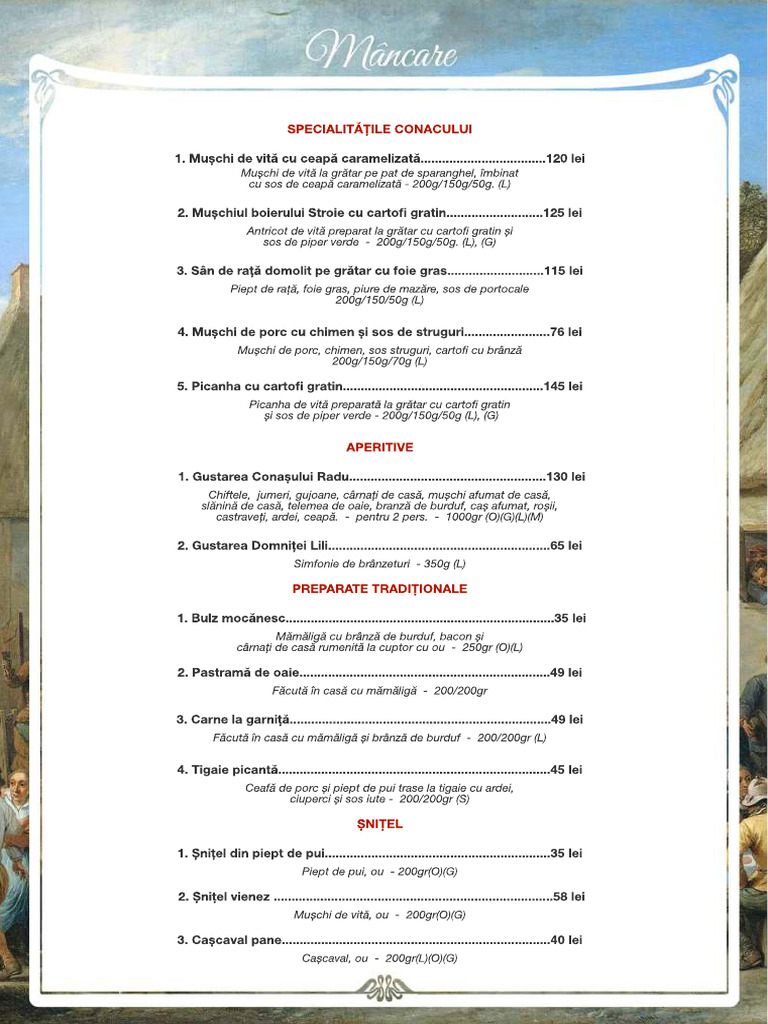 Meniu Mancare | PDF