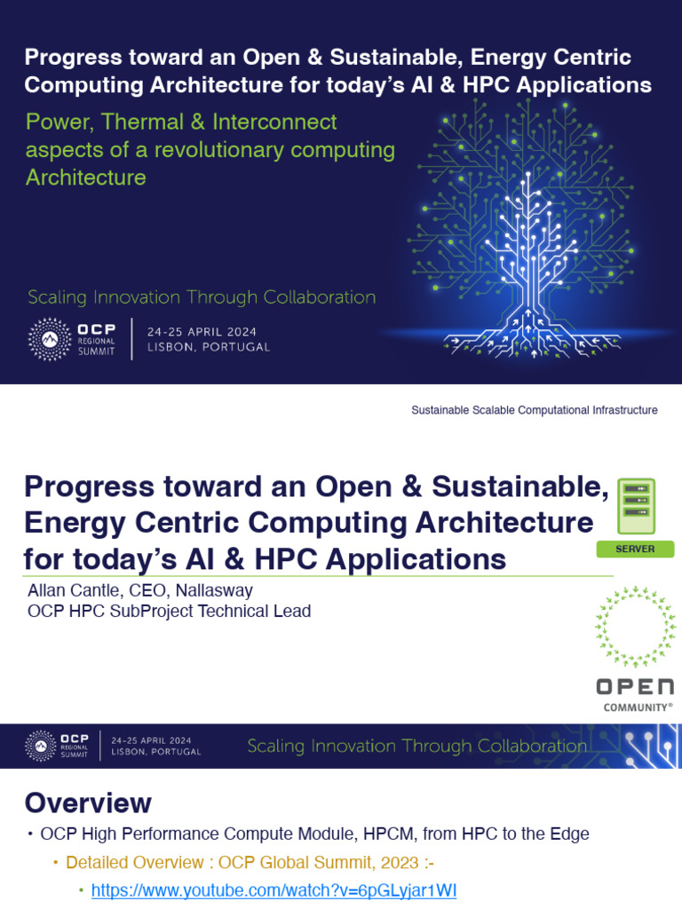 OCP Regional Summit 2024 - Open & Sustainable, Energy Centric Computing Architecture - Final ...
