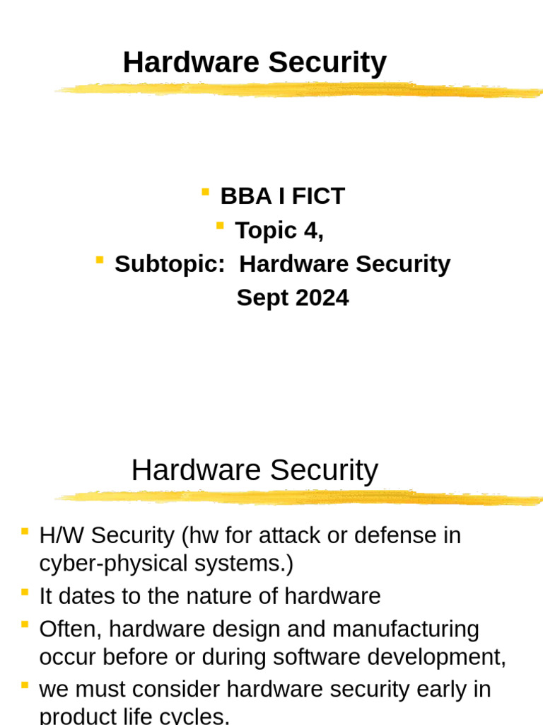 ICT 1 Topic 4 Hardware Security | PDF | Security | Computer Security