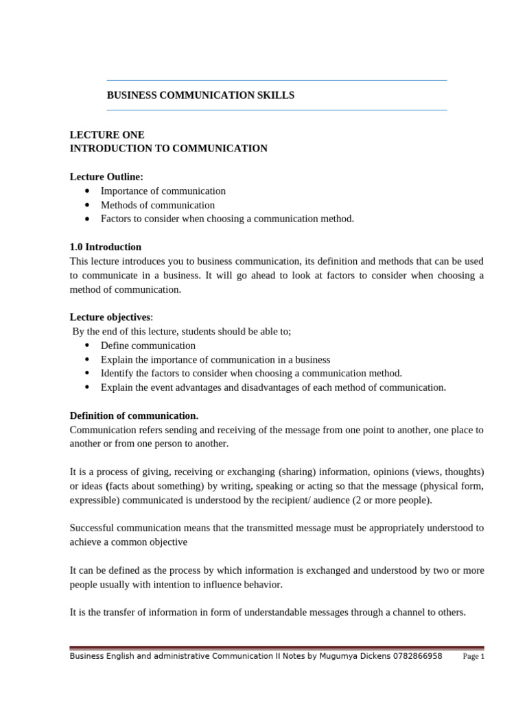 Business Communication Skills Notes | PDF | Communication | Information