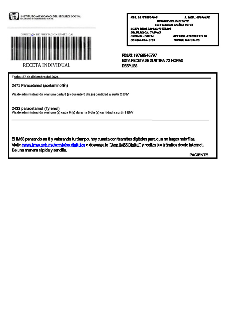 Receta Del Imss | PDF