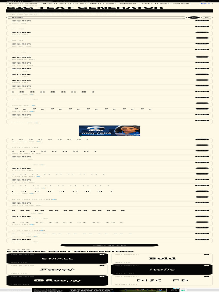 Big Text Generator (ᑕᗝᑭƳ ＆ ᑭᗩᔕ丅ᗴ) – Glyphy | PDF | Communication Design | Writing