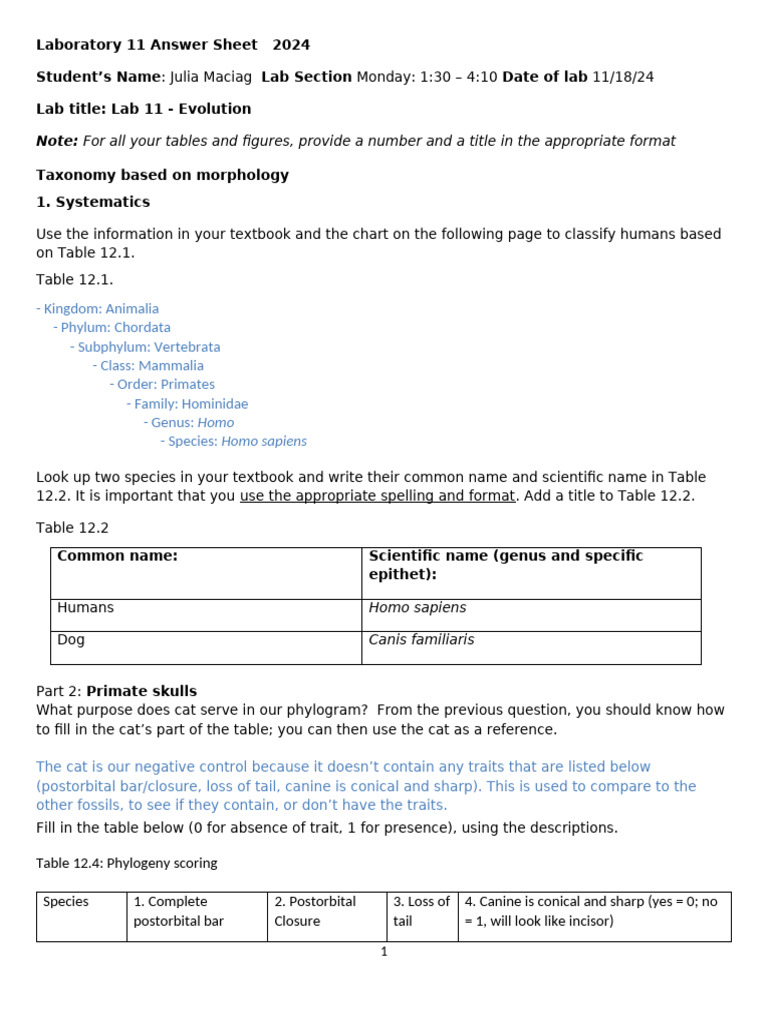 Evolution Laboratory Answer Sheet 2023 (5) | PDF | Foot | Terrestrial ...