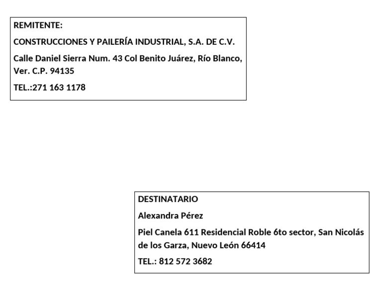 Formato Envios | PDF