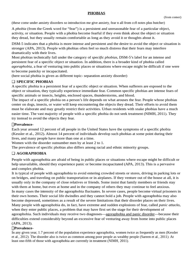 note on phobia | PDF | Phobia | Relaxation (Psychology)