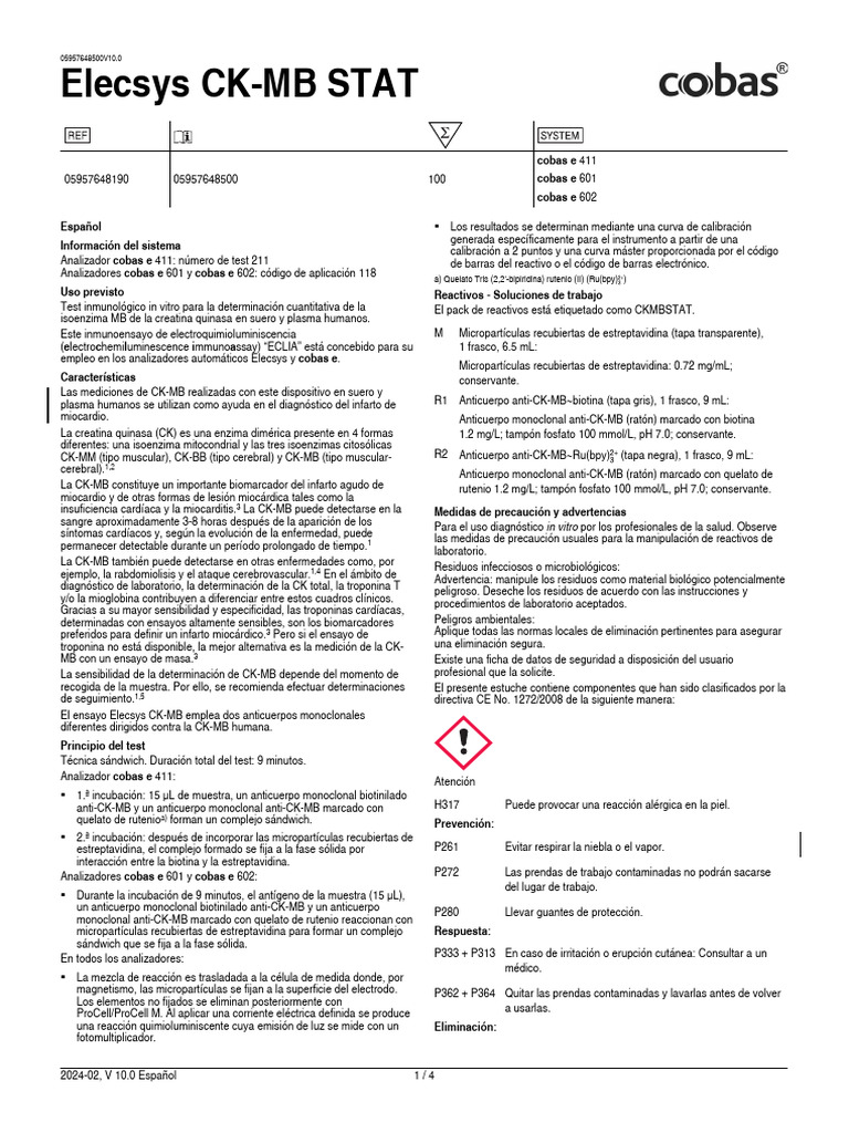 Insert.Elecsys CK-MB STAT.05957648500.V10.es | PDF | Laboratorios | Calibración