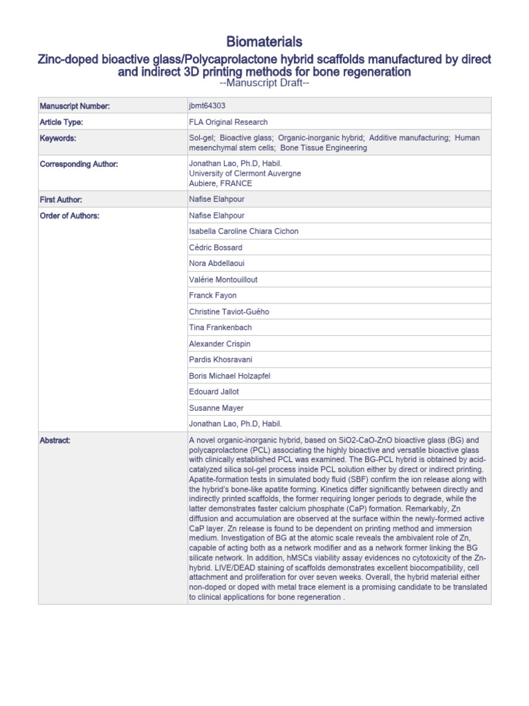 jbmt64303 | PDF | Tissue Engineering | Osteoblast