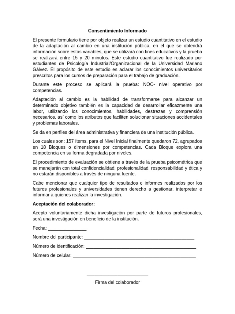 Conocimiento Informado Valerie | PDF