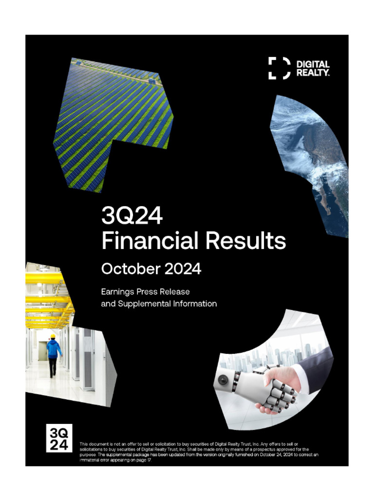 Digital Realty Q3 2024 Financials | PDF | Credit Rating | Preferred Stock
