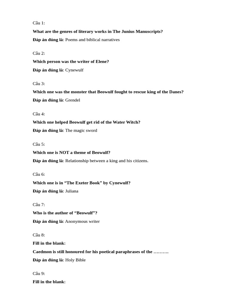 văn học Anh cơ bản | PDF | Beowulf | The Canterbury Tales