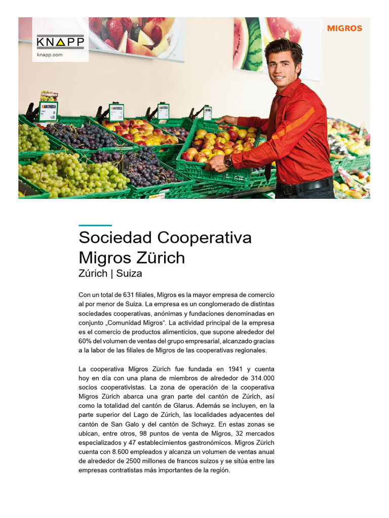 KNAPP CS Migros Zürich Taleg Mail Es | PDF | Almacén | Paleta