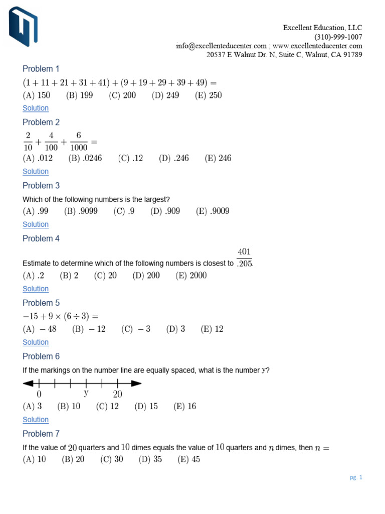 1989 AMC 8 Problems | PDF | Mathematics | Theoretical Computer Science