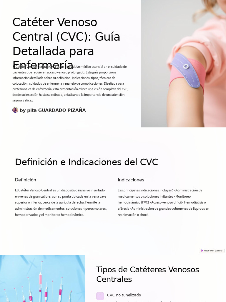 Cateter Venoso Central CVC Guia Detallada para Enfermeria | PDF ...