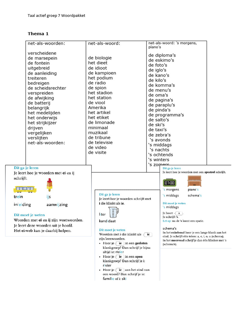 Groep 7 - Spelling - Woordpakket | PDF