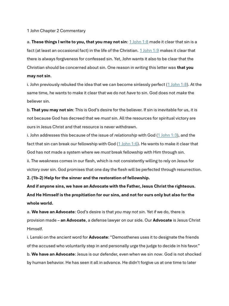 1 John Chapter 2 Commentary | PDF | Eternal Life (Christianity) | God ...