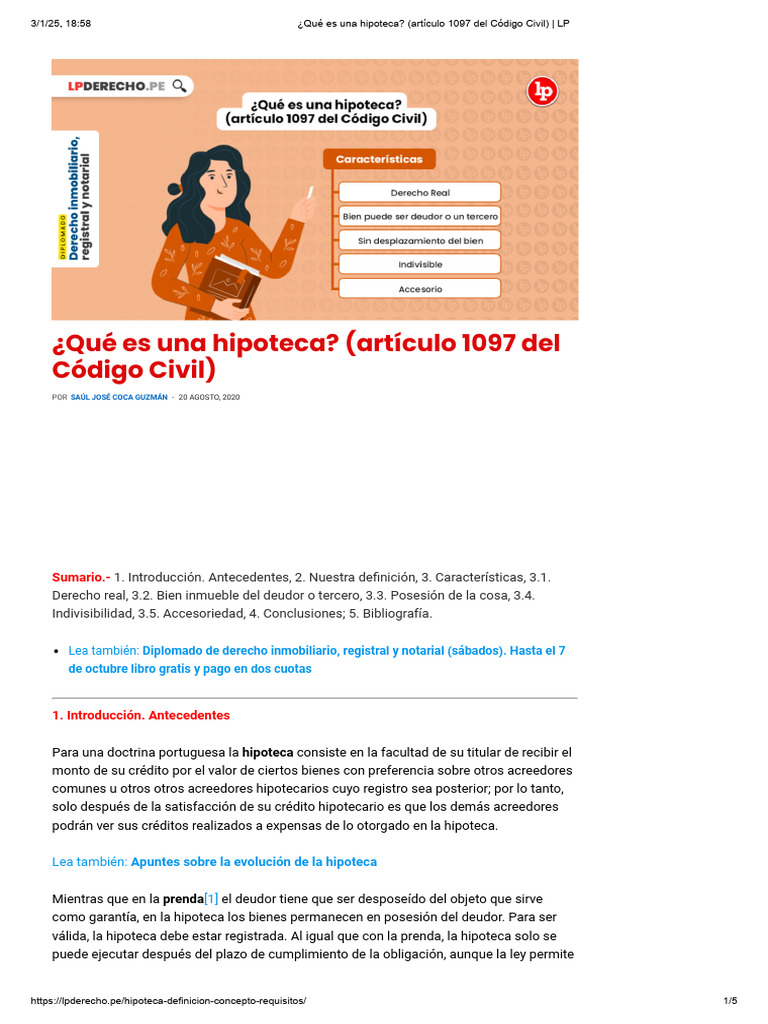 Definición y características de hipoteca | PDF | Ley de hipotecas | Pagos