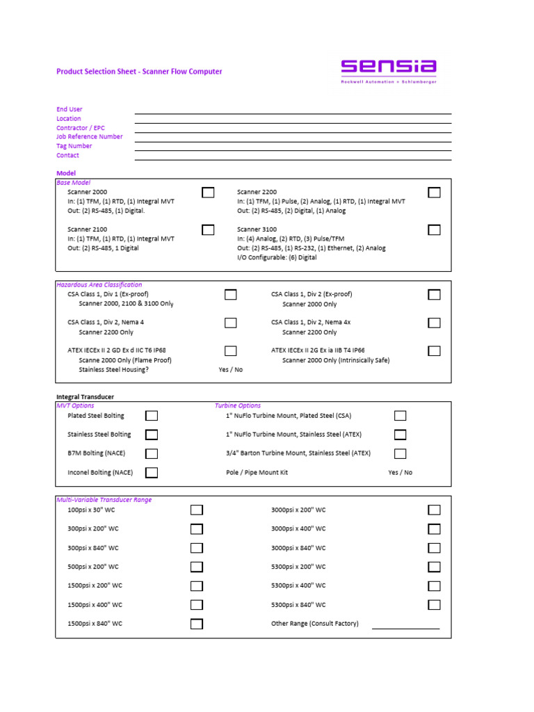 Scanner Flow Computer Selection Guide | PDF | Battery Charger | Computing
