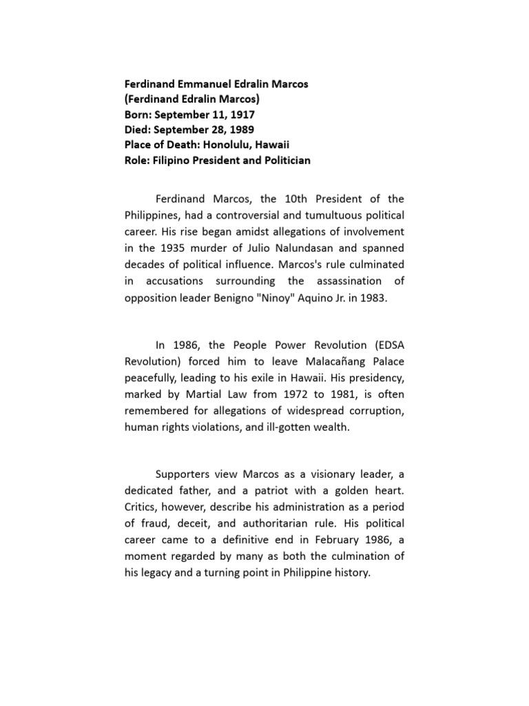 Ferdinand Marcos History of Wealth Along With Golden Butterfly | PDF