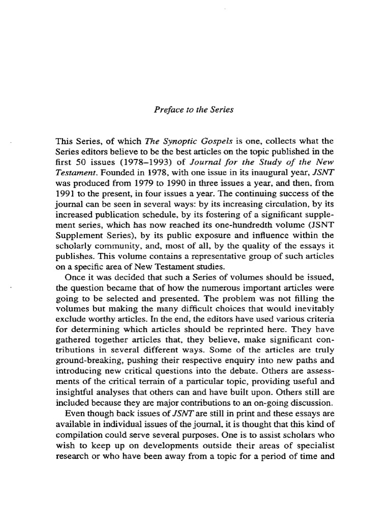 Craig A. Evans - Stanley E. Porter (Editors) - The Synoptic Gospels - A Sheffield Reader-Hart ...