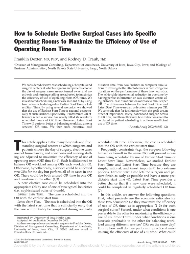 How To Schedule Elective Surgical Cases Into.30 | PDF | Surgery ...