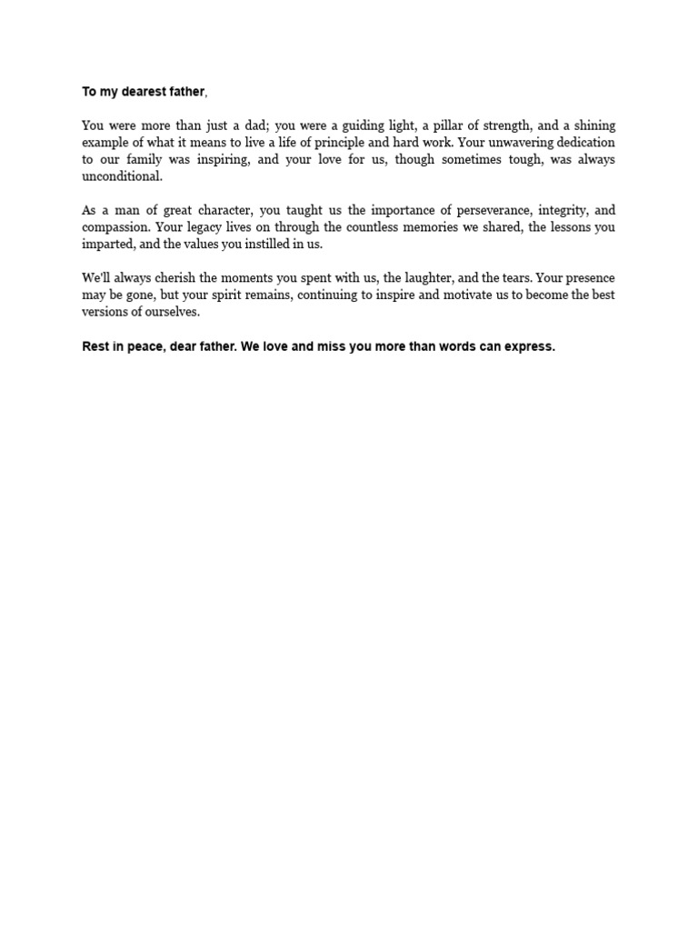 To My Dearest Father | PDF