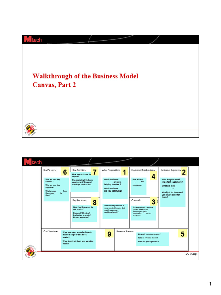 Walkthrough of The Business Model Canvas, Part 2 | PDF | Business Model ...