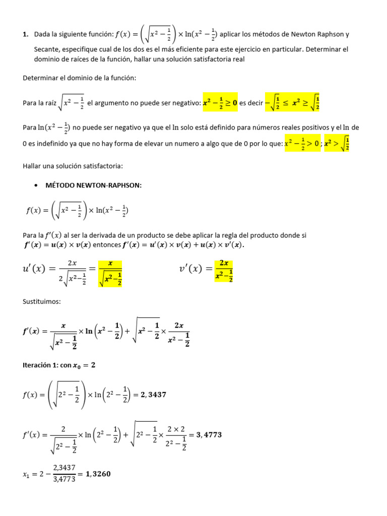 Examen1 Métodos Númericos | PDF | Derivado | Función (Matemáticas)
