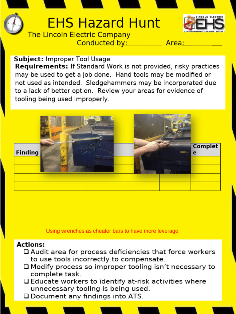 Hazard Hunt - Improper Tool Usage | PDF