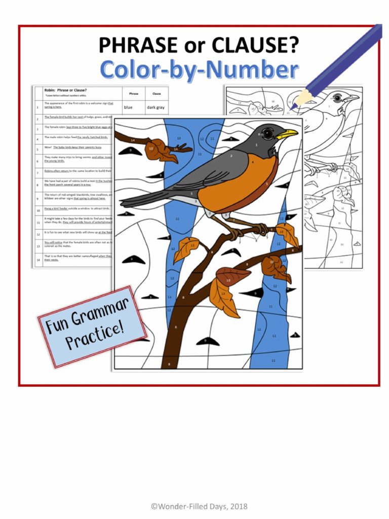 Phrase or Clause Color by Number | PDF