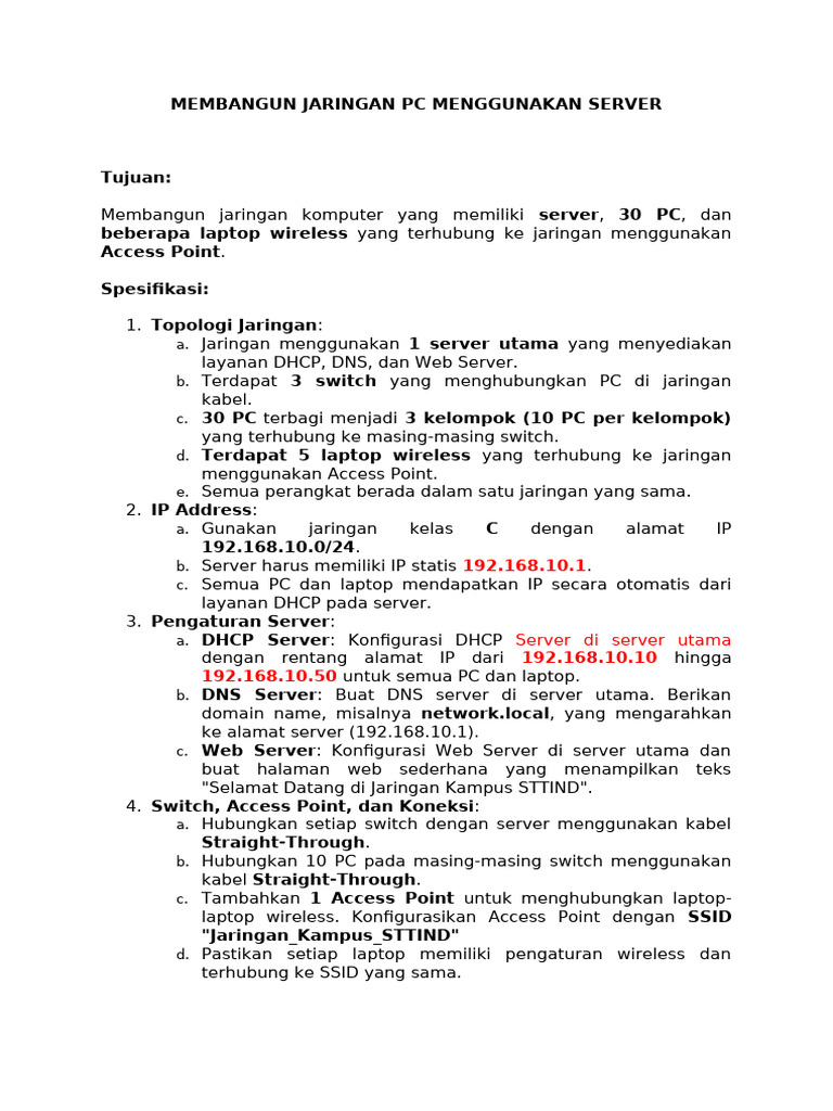 Membangun Jaringan Pc Menggunakan Server | PDF