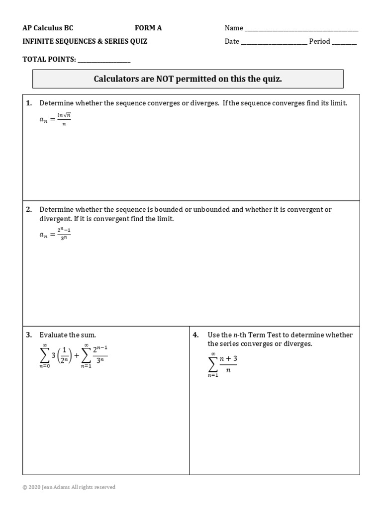 Mid_Unit_Quiz_A | PDF | Limit (Mathematics) | Infinity