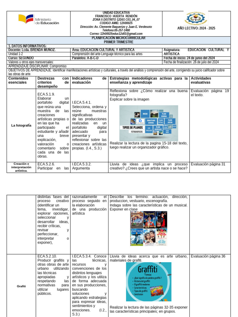 Plan Microcurricular Eca 2do Trim1 | PDF | Evaluación | Comunicación humana
