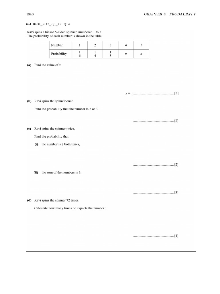 0580-2017-2016 - Probability Topical Questions P4 | PDF
