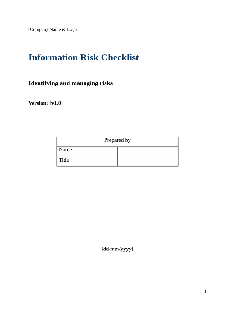Information Risk Checklist | PDF | Information Security | Cyberwarfare